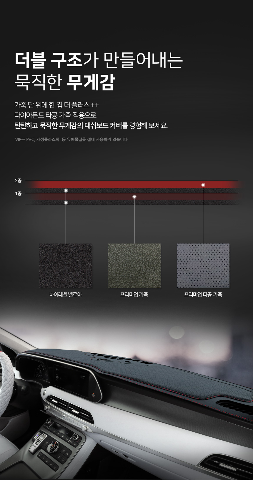 Vip 순정형 타공가죽 풀커버논슬립 대시보드커버